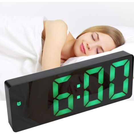 Digitaler Wecker, großes LED-Display, Uhr mit Spiegeloberfläche ...