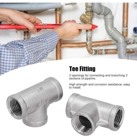 Stück Edelstahl-T-Rohrverschraubungen NPT 1/2"-150T Typ T Sanitär-T ...
