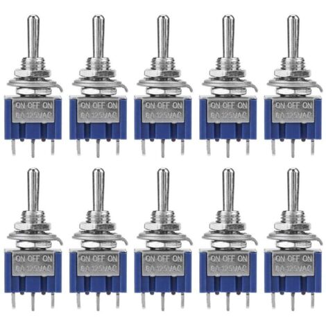 10 Stück Mini-Kippschalter 6 A 125 VAC, 3-Positionen-3-poliger Schalter ...