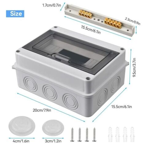 Coffret Electrique Etanche Exterieur IP65, 8 Modules, ABS de Surface en Plastique, Boite de ...