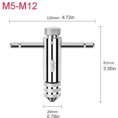 Llave de trinquete ajustable con mango en T, capacidad M5-M12, cortador de machos, llave de ...