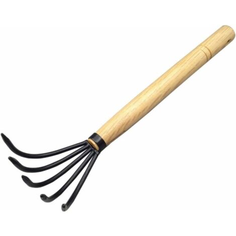 Rastrillo de garra de jardinero de 15" con mango de madera para un ...