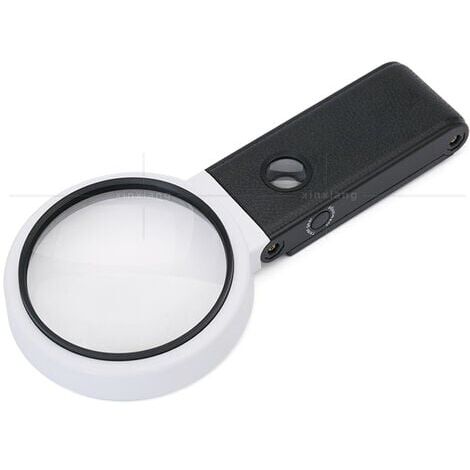 Grande loupe 4.35in 3.5X 25X avec lumière et Support, loupe Lumineuse LED Portable Debout, loupe ...