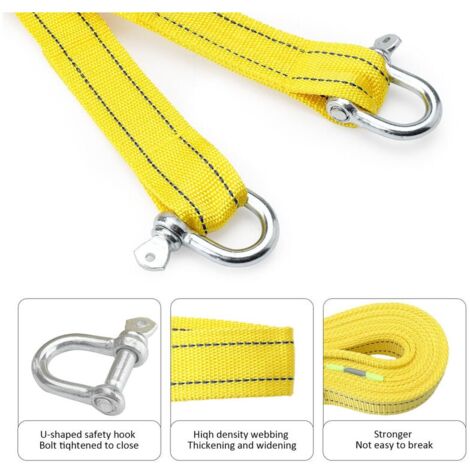 Correa de remolque de alta resistencia con dos ganchos de seguridad de anillo D para cabrestante ...