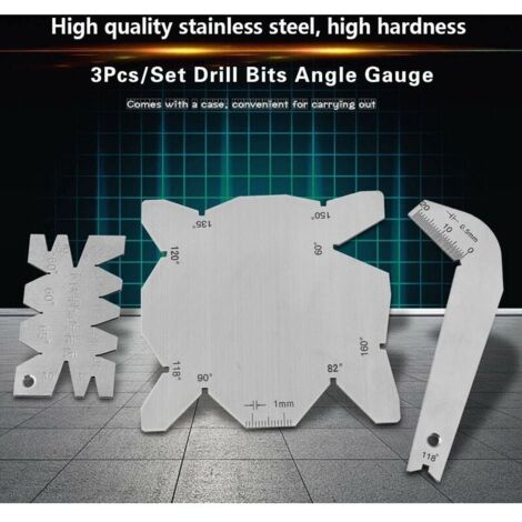 Juego de 3 calibres de ángulo de taladro de acero inoxidable ...