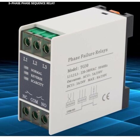 Relé de secuencia de fase Jeffergarden TG30, protección contra pérdida ...