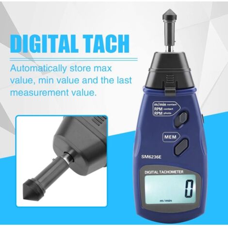 Tacómetro digital profesional sin contacto, con láser de contacto y ...