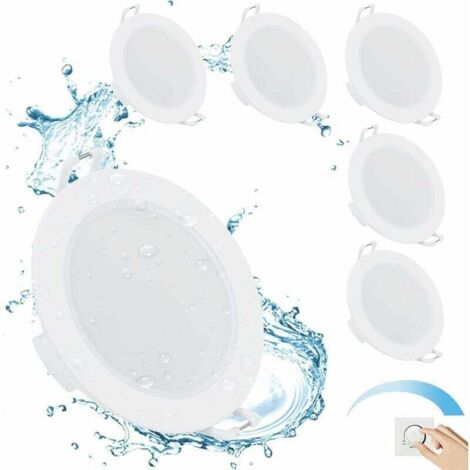 Pack de 6 focos LED empotrables regulables, 6 W, 4000 K, blanco natural, IP65, para baño ...