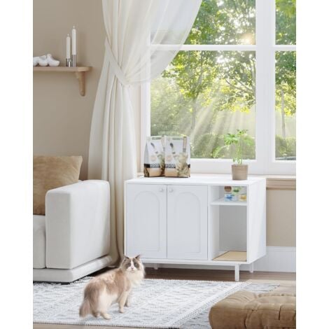 Mobile Lettiera per Gatti, Mobiletto Lettiera Gatto, Bianco