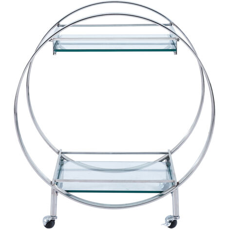 Vanity Living 96cm 2 Tier Tea Wine Serving Bar Cart, Metal Kitchen ...