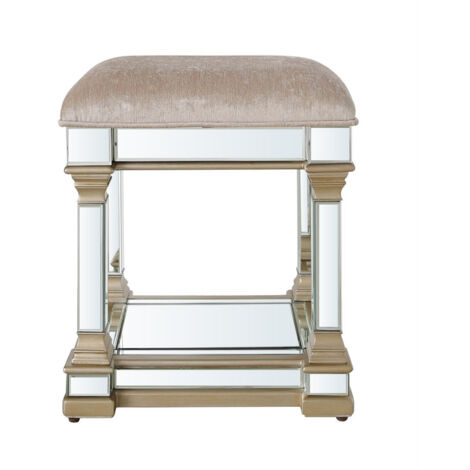 50.5cm Mirrored Footstool For Living Room Furniture and Champagne ...
