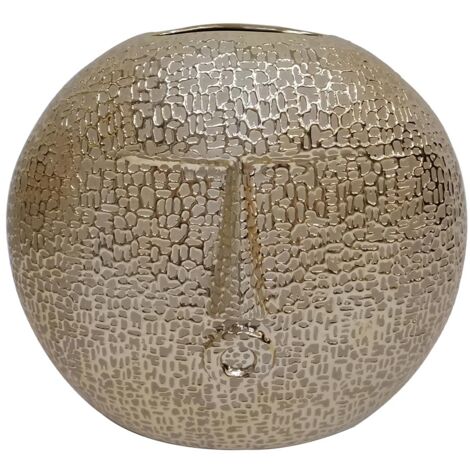 Textured Ceramic Vase for the Living Room, Round Face Design Decorative ...