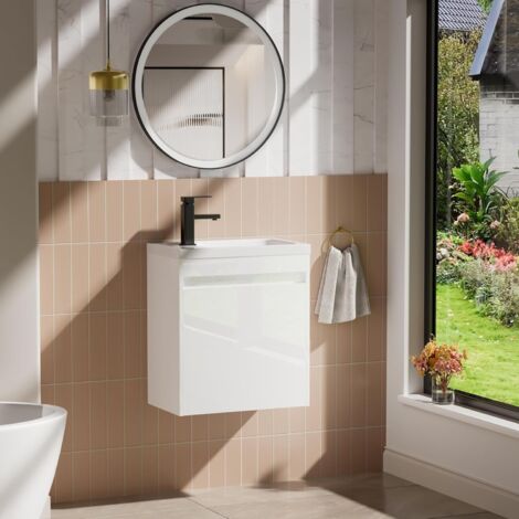 UEV Mobile da Bagno Sospeso 50 cm con Lavabo in Resina, 3-in-1 Set ...