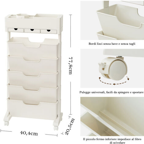 Scaffale Portaoggetti Mobile, Scaffale da Scaffale Mobile con Ruote ...