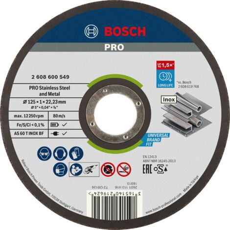 Bosch PRO Stainless Steel and Metal Trennscheibe 125 x 1 x 22,23 mm ...