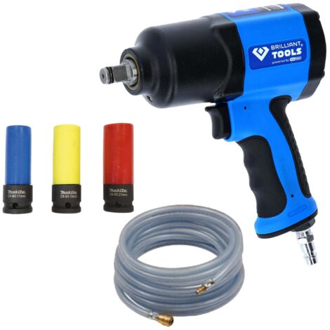 BRILLIANT TOOLS Druckluft-Schlagschrauber 1/2" 1.450 Nm inkl. Steckschlüssel-Set + PVC ...