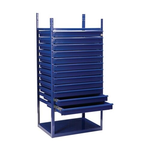 Schubladenelement LOGS 90 H1160xB540xT390mm 12 Schubl.blau RAL 5022 ...