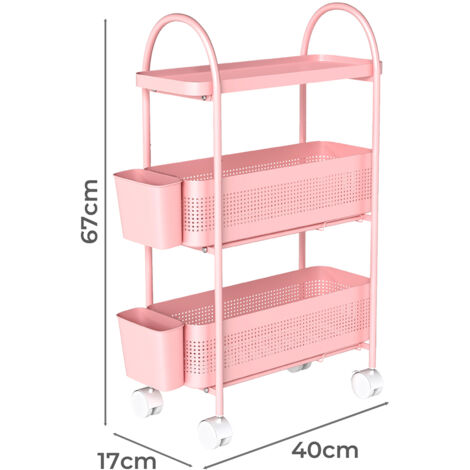 Levede 3 Tier Narrow Kitchen Trolley Cart with Pull-Out Baskets ...