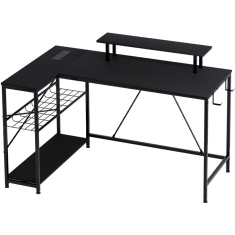 Levede L-Shaped Gaming Desk Computer Table with RGB Lights Power ...