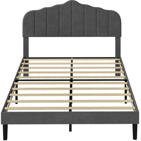 Levede Upholstered Bed Frame Small Double Linen Fabric Modern Platform ...