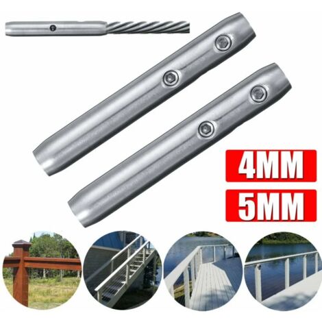 Sollbry T316 Edelstahl-Kabelspanner-Installation für Treppenkabelgeländer (4 mm + 5 mm, 2 Stück)