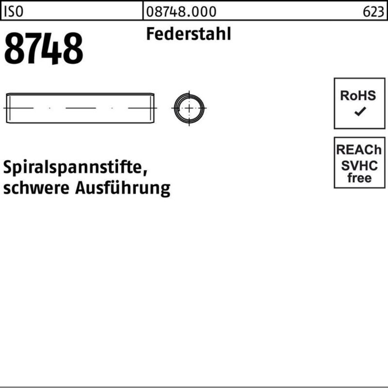 ISO 8748 Spiralspannstifte, schwere Ausführung Federstahl 4 x 18 S 500 Stk