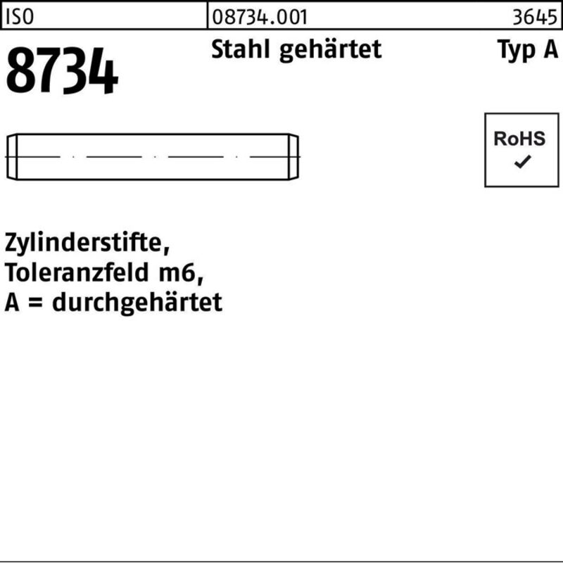 ISO 8734 Zylinderstifte Stahl 1 m6 x 4 -A S 1000 Stk