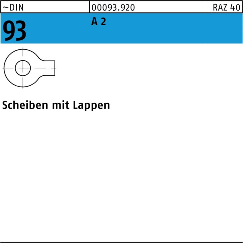 DIN 93 Scheibe mit 1 Lappen, Edelstahl A2 13 HP 25 Stk