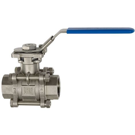 Riegler Edelstahlkugelhahn, 3-teilig, Baulänge nach DIN 3202-M3, G 1 1/4