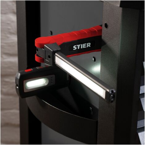 STIER LED Arbeitsleuchten Set, 300/1000 Lumen, magnetisch, 120 ...
