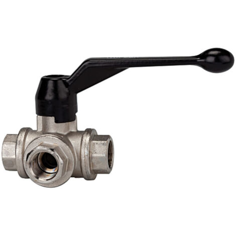 Riegler 3-Wege-Kugelhahn, T-Bohrung, leichte Ausführung, MS vern., Rp 1/2