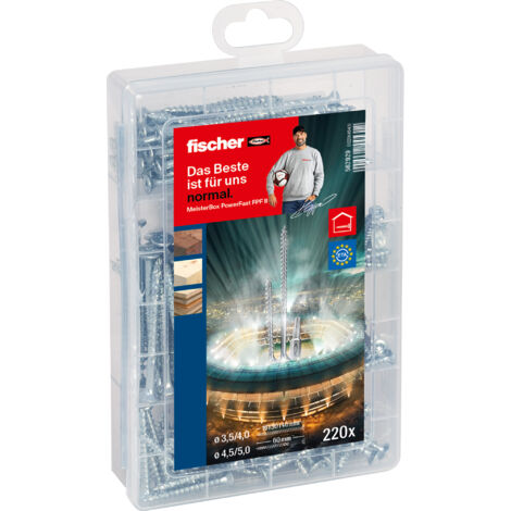 FISCHER MEISTER-BOX PowerFast II Sortiment mit 220 Spanplattenschrauben ...