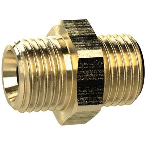 Riegler Doppelgewindenippel, G 3/8 a., G 1 a., SW 38, Messing