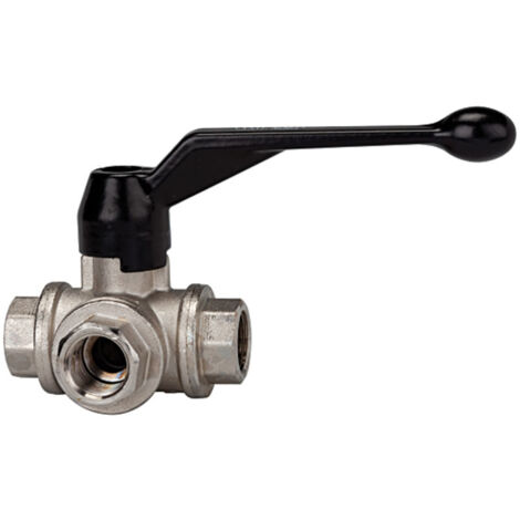 Riegler 3-Wege-Kugelhahn, T-Bohrung, leichte Ausführ., MS vern., Rp 1 1/2