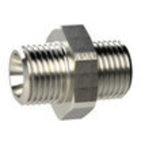 Riegler Doppelgewindenippel, zyl., G 1/4 a., G 3/8 a., SW 19, MS vern.