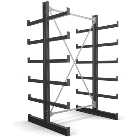 STIER Kragarmregal, doppelseitig, 1 Feld mit 5 Ebenen, BxHxT ...
