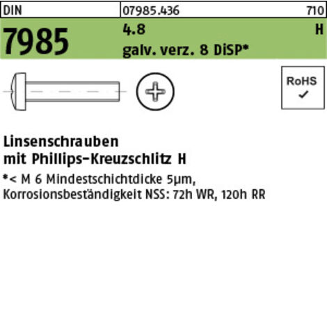 DIN 7985/ISO 7045 Linsenschraube VG M3x6 Stahl 4.8 ...