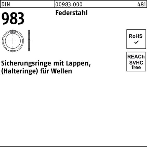 DIN 983 Sicherungsringe mit Lappen Federstahl 45 x 1,75 S 100 Stk