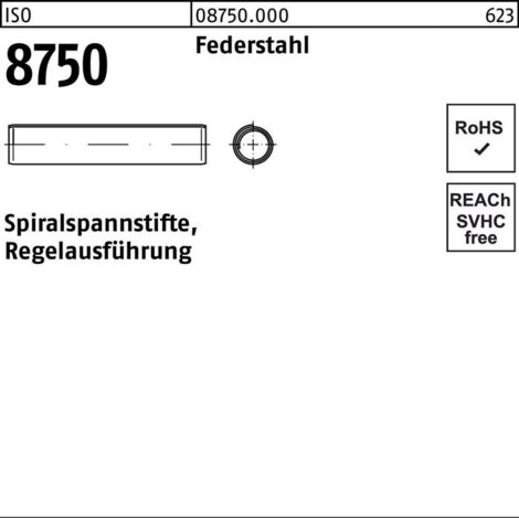 ISO 8750 Spiralspannstifte, Regelausführung Federstahl 4 x 12 S 500 Stk