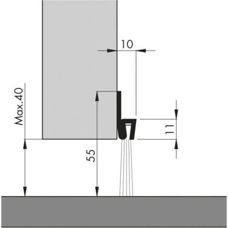 ELLEN Türbodendichtung IBS POG 55 ungebohrt silber, H55 x L1000, BH30