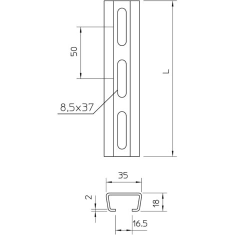 OBO Bettermann Vertr Profilschiene Langl.35x18mm AML3518P2000FS 2 Stk
