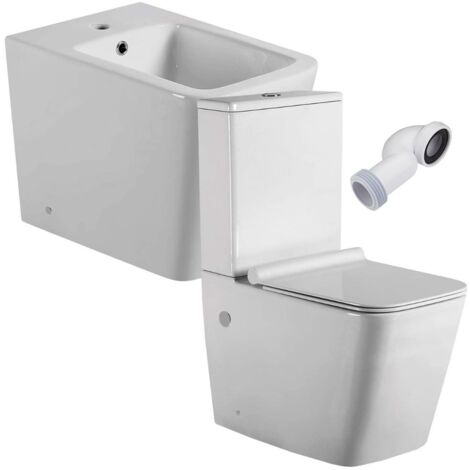 Neptuno Pack Inodoro completo Cuadrado Blanco Brillo Fondo Reducido ...