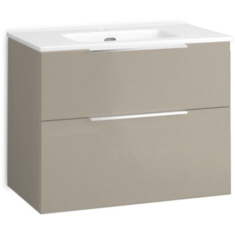 Mueble Baño Suspendido con Lavabo Cerámico 2 cajones con Cierre Amortiguado y Organizador 60 cm ...