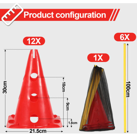 Tubiaz Ensemble de 12 haies amovibles pour entraînement, haies ...