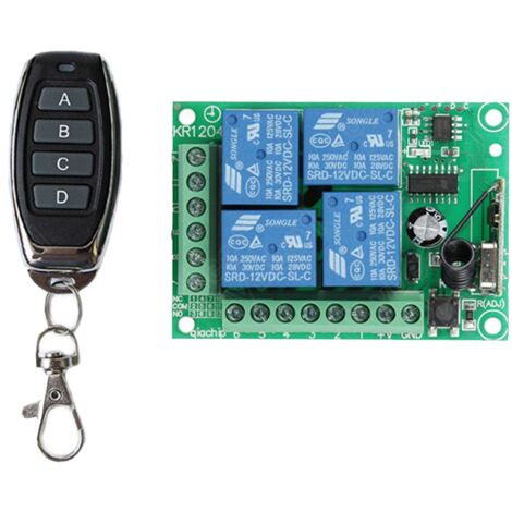 DC 12V 4CH 4 CH Wireless RF Remote Control Light Switch Radio Receiver ...