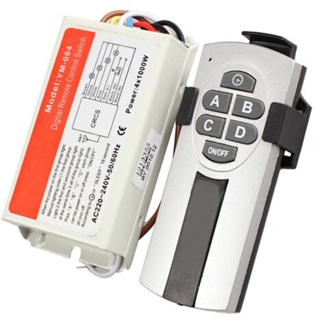 Digital Wireless Wall Switch Splitter Box + Remote Control 4 Port Way ...