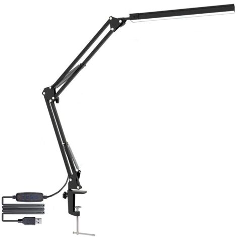 LED Desk Lamp with Clamp and Remote Control,Eye-Caring Light Swing Arm ...
