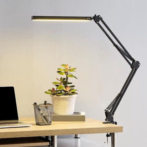 LED Desk Lamp with Clamp and Remote Control,Eye-Caring Light Swing Arm ...