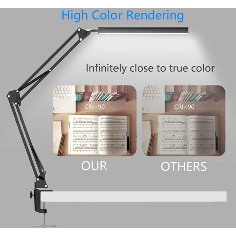 LED Desk Lamp with Clamp and Remote Control,Eye-Caring Light Swing Arm ...
