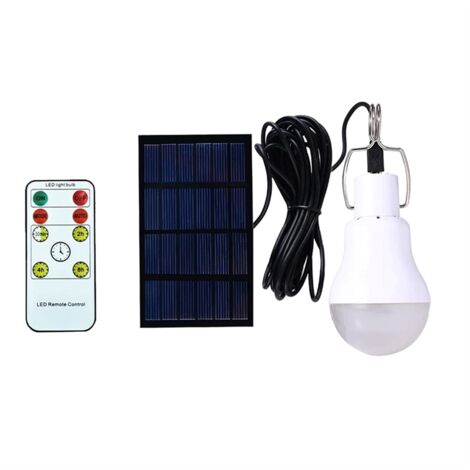 Solar Rechargeable Emergency Light Bulb LED Sensing Remote Control Camping